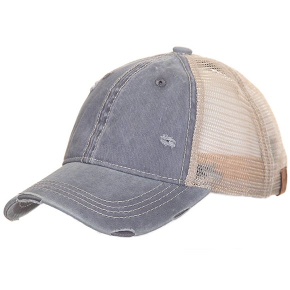 C.C | Accessories | Cc Vintage Distressed Ponytail Bun Baseball Cap ...
